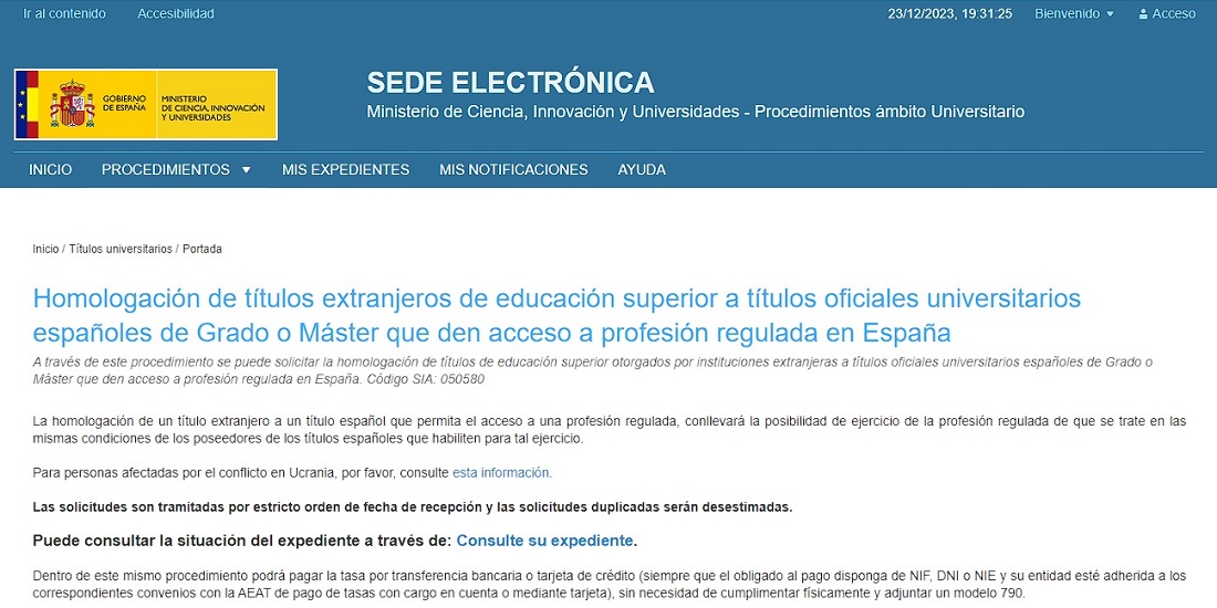 Requisitos para homologar un título universitario en España